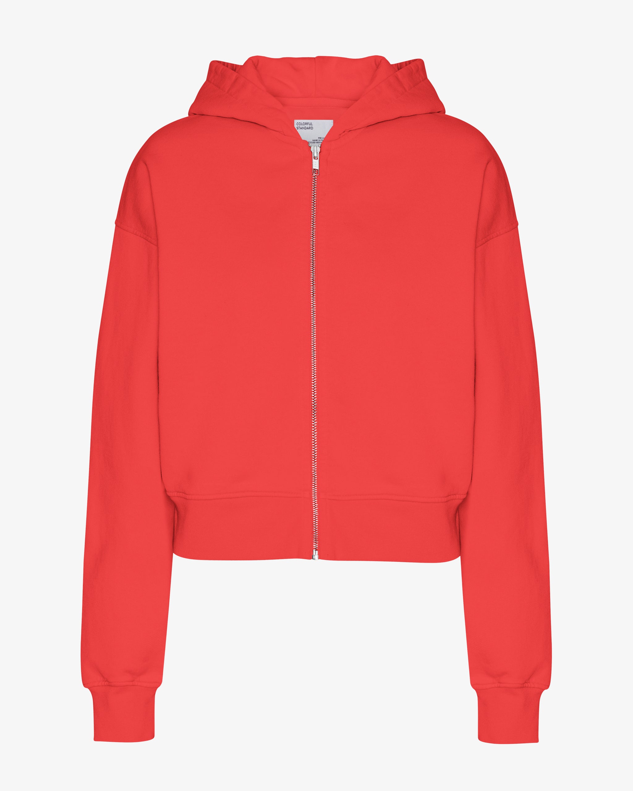 Organic Crop Zip Hood - Red Tangerine – Colorful Standard